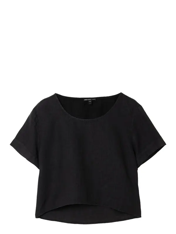 JAMES PERSE Cropped Linen-canvas T-shirt - Black