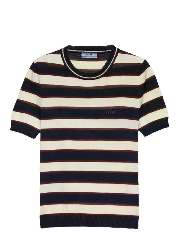 Prada Striped Knit Top - Neutrals