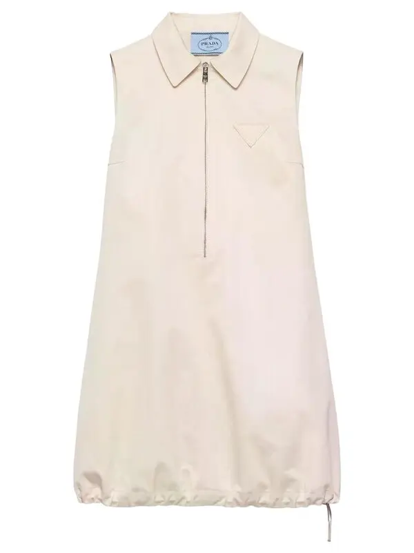 Prada Half-zip Drawstring-hem Mini Dress - Neutrals