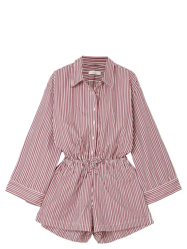 Faithfull The Brand Freja Striped Cotton-poplin Playsuit - Pink