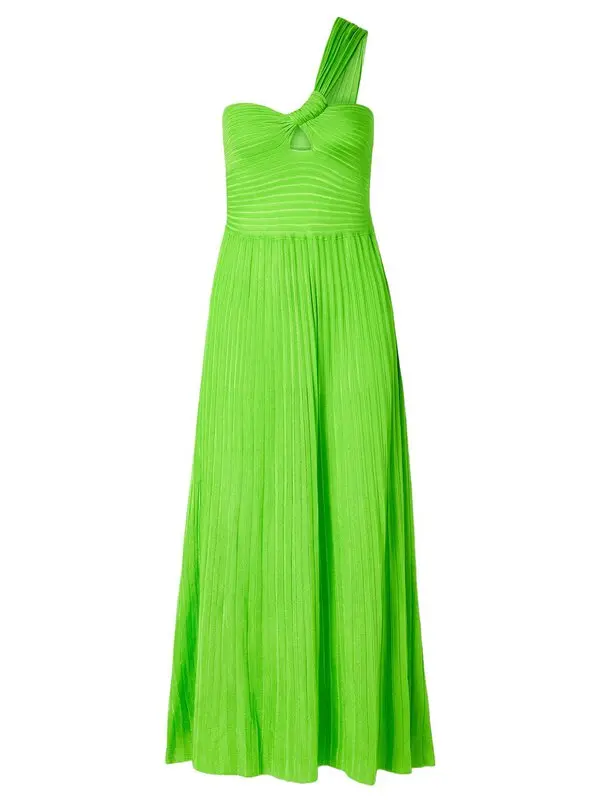 Gabriela Hearst Altura One-shoulder Ribbed Silk Midi Dress - Green
