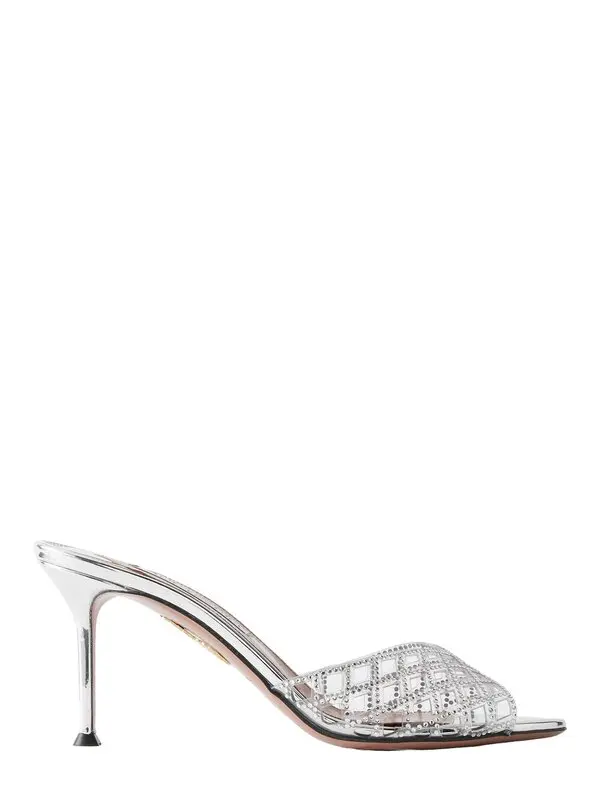 AQUAZZURA Lumiere Crystal-embellished Pvc Mules - Silver