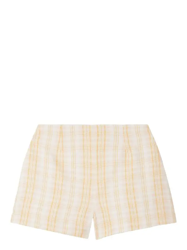 Faithfull The Brand Lila Checked Linen Shorts - Yellow