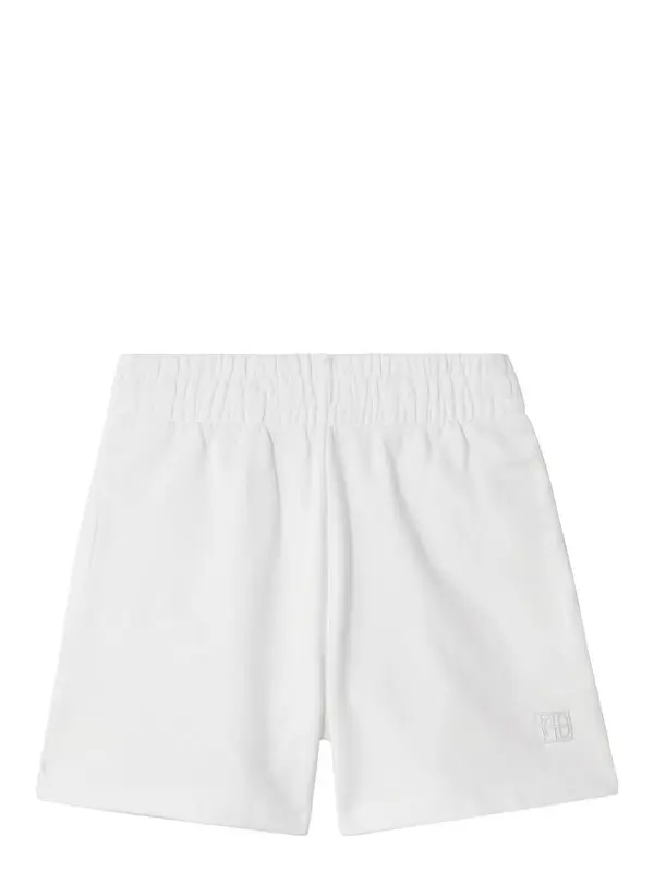 ANINE BING Kam Embroidered Cotton-jersey Shorts - White