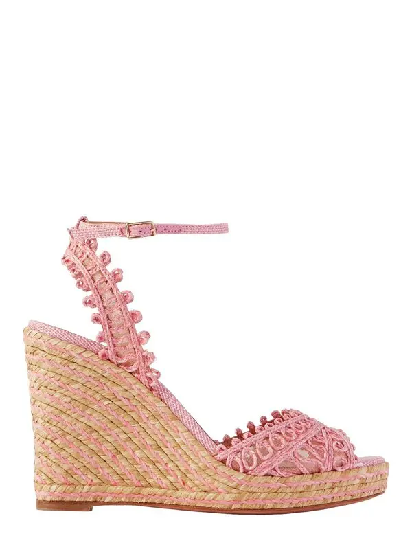 AQUAZZURA Kahlo Raffia Wedge Espadrilles - Pink