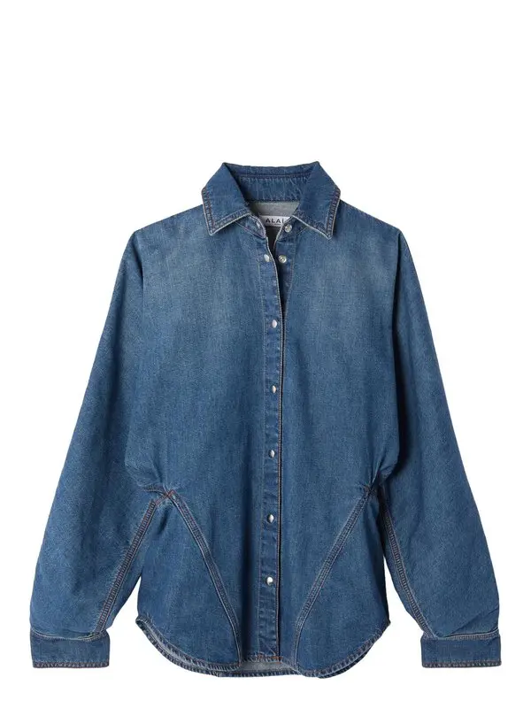 Alaïa Gathered Denim Shirt - Blue