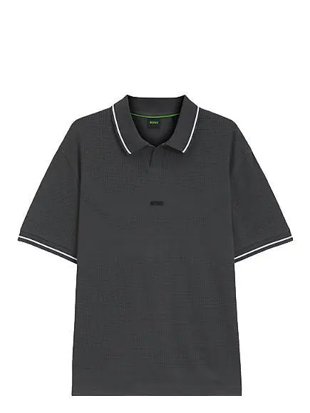 BOSS Logo-embroidered Short-sleeve Cotton Polo - Dark Grey
