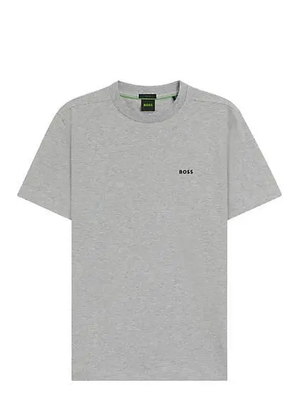 BOSS Logo-embroidered Regular-fit Stretch-cotton T-shirt Xxxl - Silver