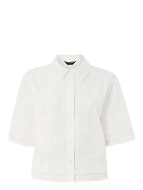 Whistles Broderie Cotton Shirt - White