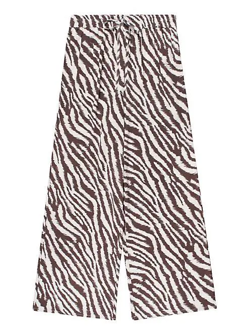 RO&ZO Zebra-print Elasticated-waist Woven Trousers - Brown