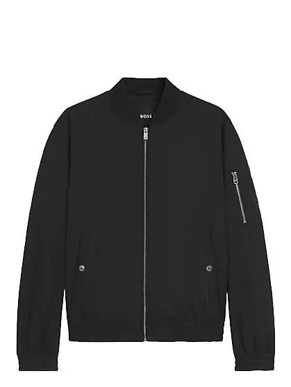 BOSS Regular-fit Zip-up Woven Bomber Jacket - Black