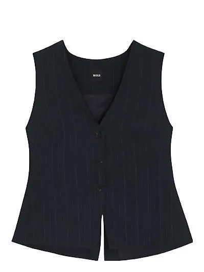 BOSS Striped Single-breasted Woven Waistcoat - Open Miscellaneous