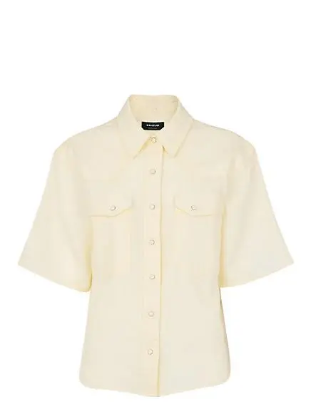 Whistles Western Patch-pocket Short-sleeve Linen Shirt - Cream
