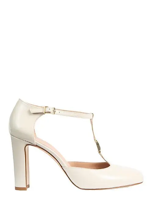 LK BENNETT Almina Heeled Leather Mary Jane Shoes - Cre-ecru