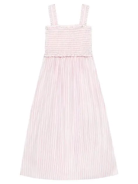 RO&ZO Striped Shirred-bodice Maxi Dress - Pink