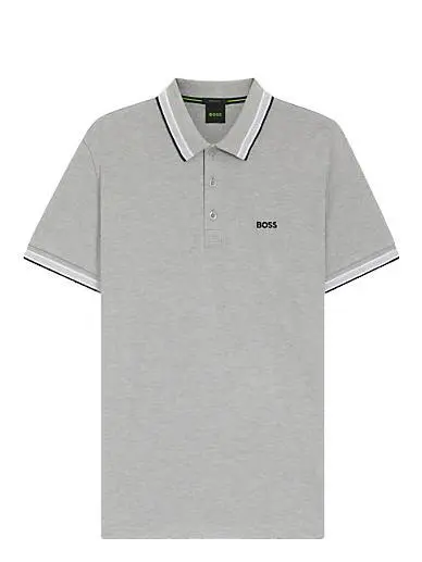 BOSS Paddy Embroidered-logo Cotton Piqué Polo Shirt - Silver