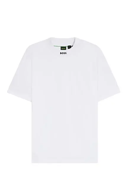 BOSS Logo-collar Short-sleeve Stretch-cotton T-shirt - White