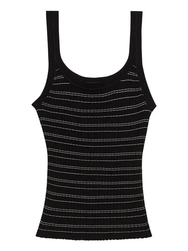 Theory Stripe Scoop-neck Tank Top - Bkwh