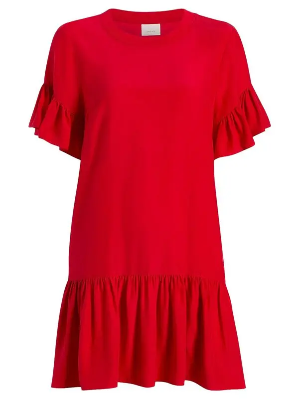 Cinq À Sept Leilah Ruffle-trim Silk Mini Dress - Red Sapphire