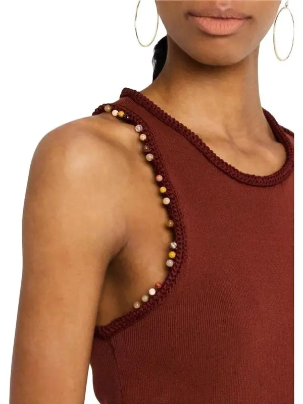 A.L.C. Nelly Bead-trim Tank Top - Deep Sequoia