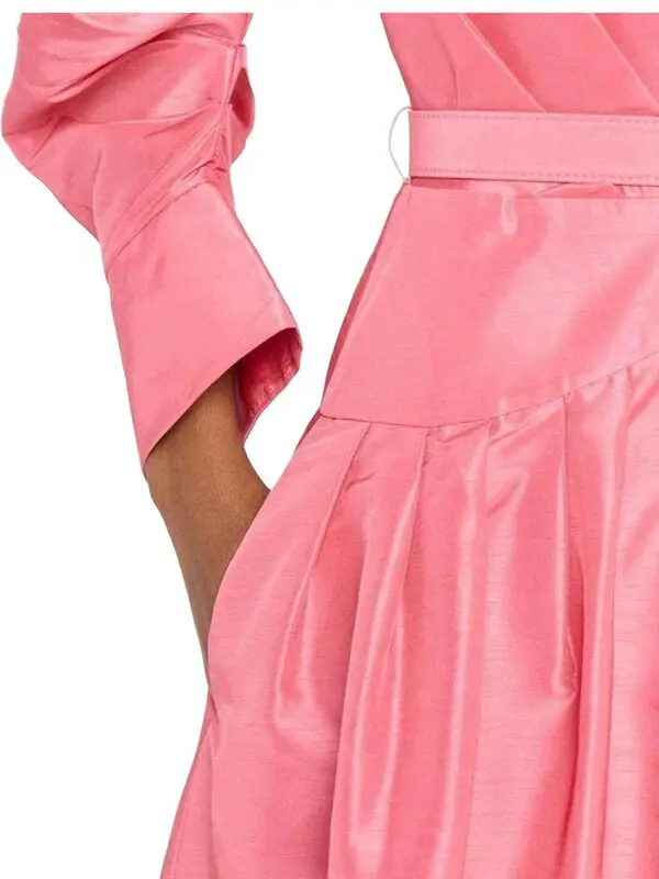 Rebecca Vallance Maple Pleated Taffeta Midi Shirt Dress - Bubblegum