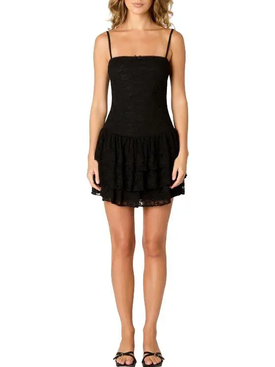 NIA Audrey Lace Tiered Cocktail Dress - Black