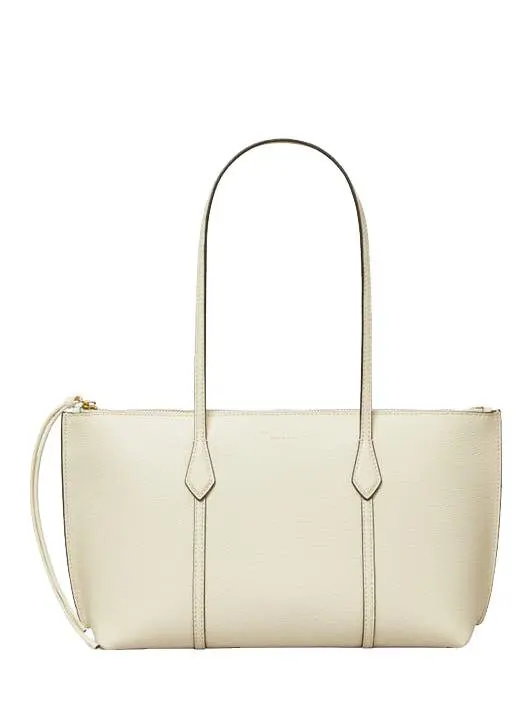 Tory Burch Small Perry Leather Zip Tote - Warm White