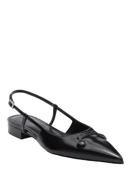 Marni Trunkaroo Pointed-toe Slingback Flat - Black