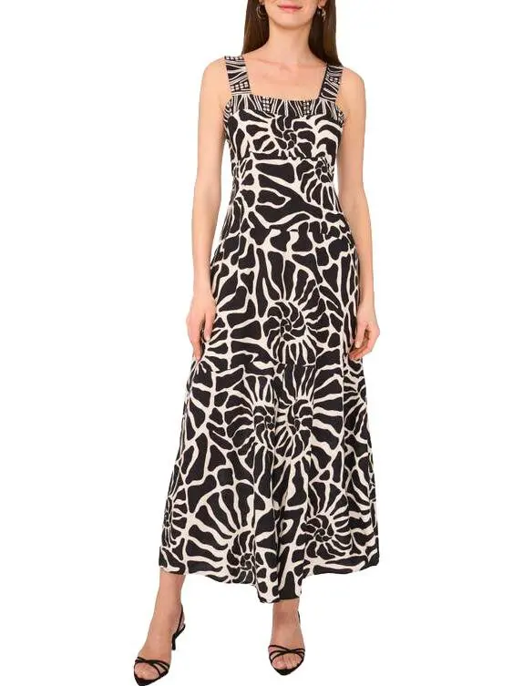 Vince Camuto Abstract Floral Maxi Dress - Rich Black
