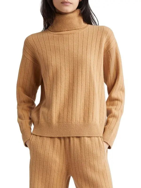 Eleventy Wool & Cashmere Turtleneck Sweater - 04 Camel