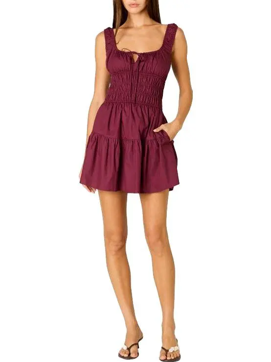 NIA Cotton Mini Sundress - Plum