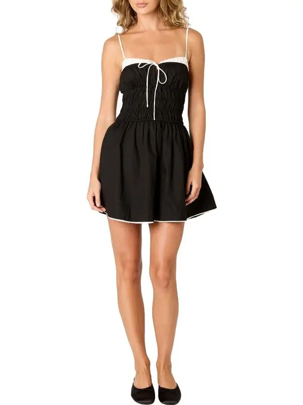 NIA Lainey Cotton Mini Sundress - Black