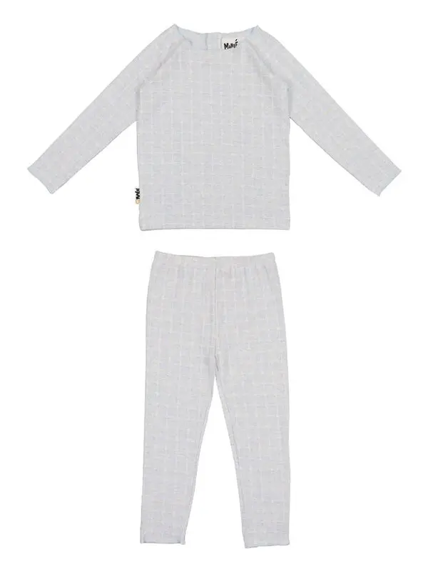 MANIÈRE Box Pattern Stretch Cotton Top And Pants Set - Blue