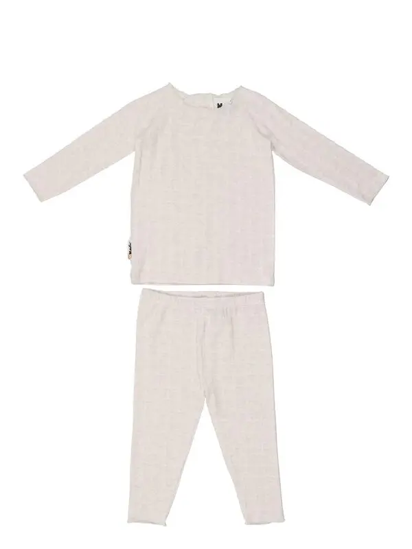 MANIÈRE Box Pattern Stretch Cotton Top And Pants Set - Ivory