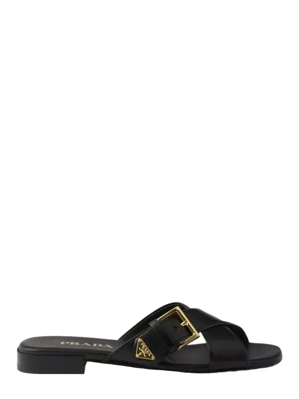 Prada Criss-cross Buckle Sandals - Black