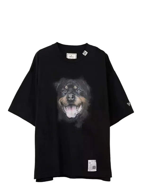 Mihara Yasuhiro Dog-print T-shirt - Black