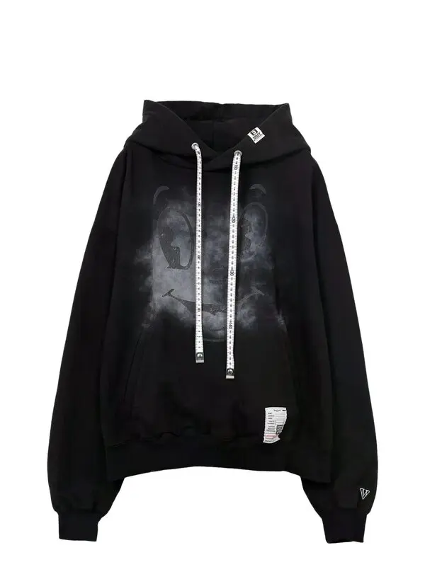 Mihara Yasuhiro Happy Face Print Hoodie - Black