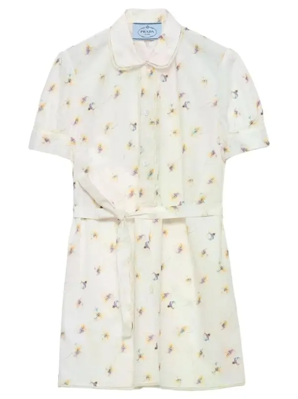Prada Floral-print Mini Dress - White