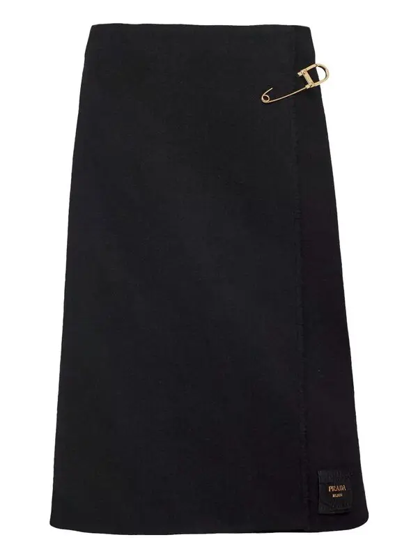 Prada Safety Pin-embellished Midi Skirt - Black