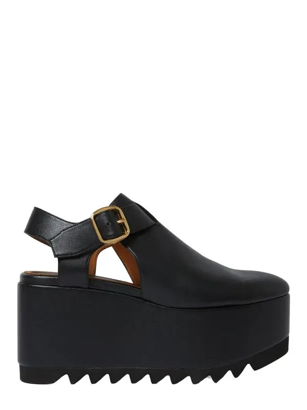 Stella McCartney Elyse Closed-toe T-bar Platform Sandal - Black