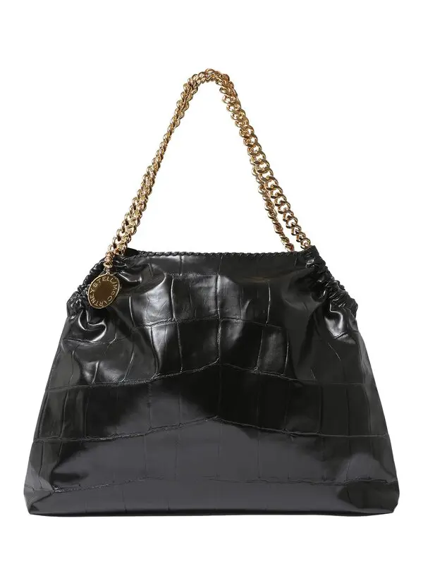 Stella McCartney Falabella Crocodile-embossed Drawstring Tote - Black