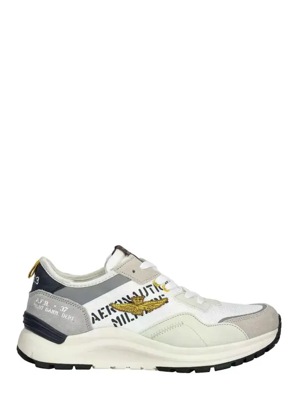 AERONAUTICA MILITARE Embroidered Logo Lace-up Sneakers - Neutrals