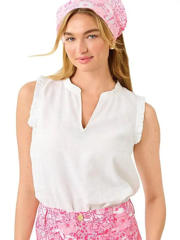 Lilly Pulitzer® Kavalla Sleeveless Ruffle Top - Resort White