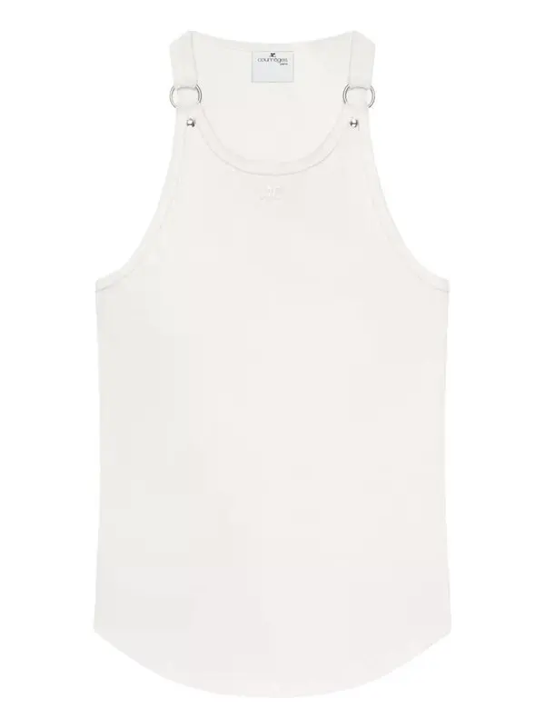 COURREGES Sleeveless Top With Buckle Detail - White