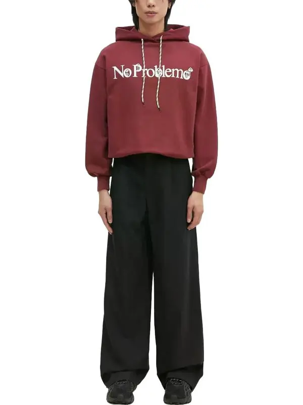Aries Funghi Problemo Mushroom-print Drawstring Hoodie - Red