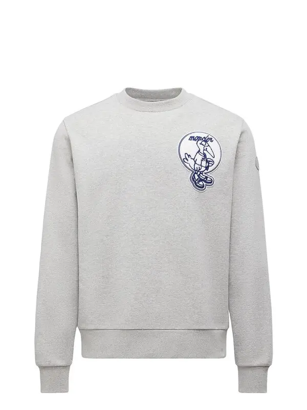 Moncler Mascot Patch Cotton Sweatshirt - Grey