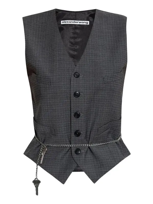 Alexander Wang Wool-blend Tailored Vest With Chain-link - Grey
