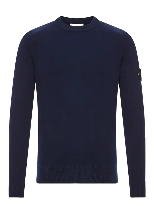 Stone Island Lightweight Wool Crew Neck Sweater With Raglan Sleeves - Blue