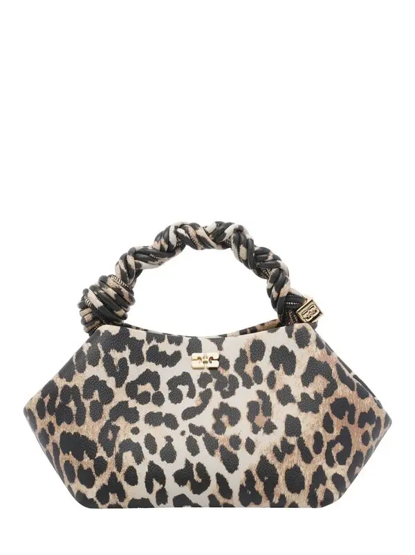 GANNI Small Leopard Bou Handbag - Brown
