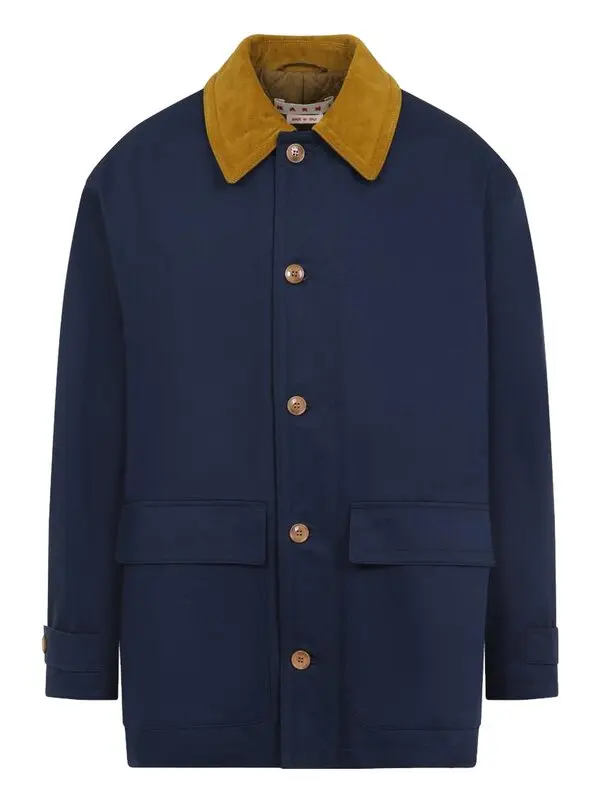 Marni Cotton Jacket With Contrasting Collar - Blue